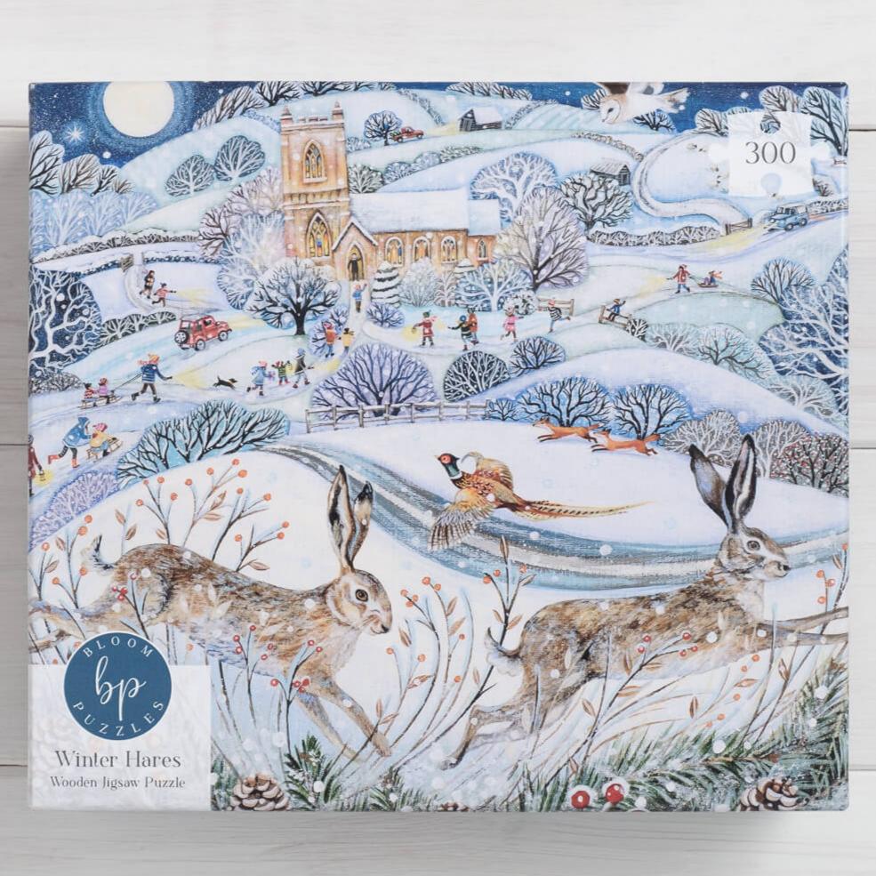 Winter Hares | 300 piece Wooden Jigsaw Puzzle with Whimsy Pieces ...